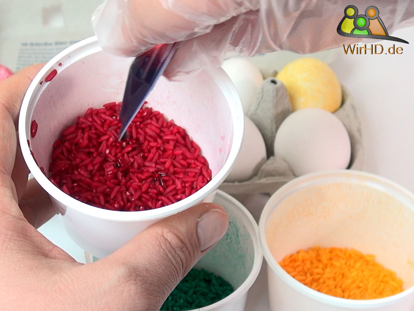 Eier Farben Mit Lebensmittelfarbe Und Reis